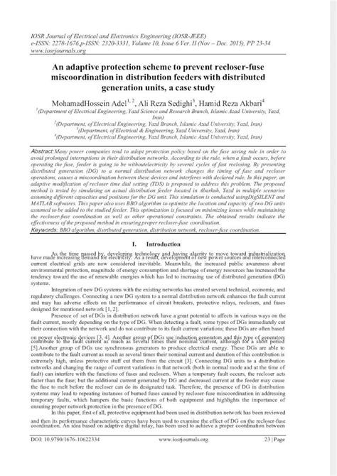 Pdf An Adaptive Protection Scheme To Prevent Recloser Fuse Miscoordination In Distribution