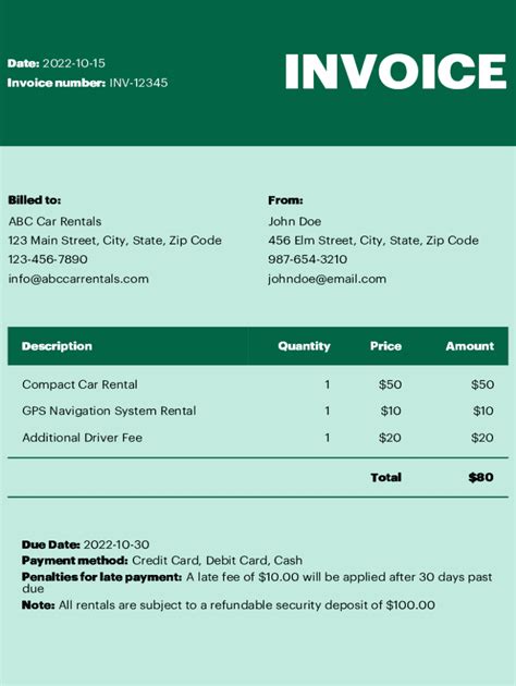 Car Rental Invoice Template Blank Fillable Template Fill Out Print