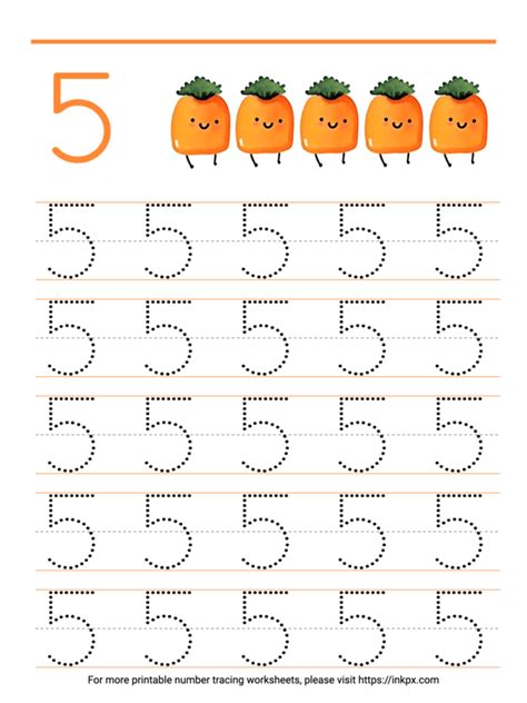 Free Printable Count And Trace Number 5 Tracing Worksheet · Inkpx