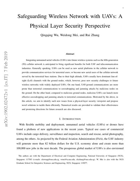PDF Safeguarding Wireless Network With UAVs A Physical Layer Security Perspective