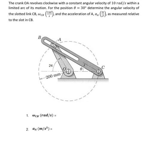 Solved The Crank Oa Revolves Clockwise With A Constant