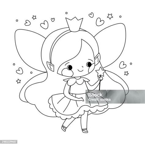 날개 달린 공주와 함께 아이들을 위한 색칠 공부 아이들을 위한 간단한 색칠 공부 요정 요정의 개요 벡터 템플릿 T 셔츠에 대한 스톡 벡터 아트 및 기타 이미지 Istock