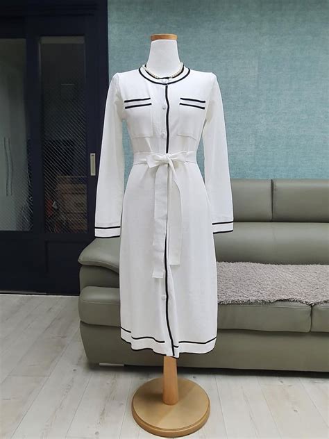 새상품 샤 라인 배색 롱 가디건겸 원피스 세컨웨어헬로마켓