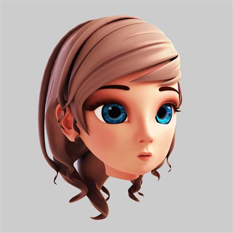 Stylized 3d Girl Head Template 2 Finish Version 3d Model 30 Obj