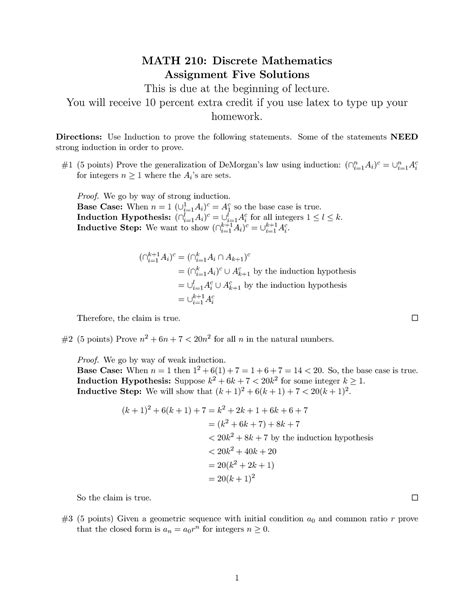 Homework Five Solns Discrete Math Emily Bergman Solution Math 210 Discrete Mathematics