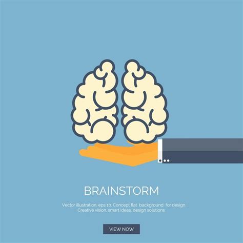 Premium Vector Vector Illustration Flat Background With Hand And Brains Brainstorm Teamwork