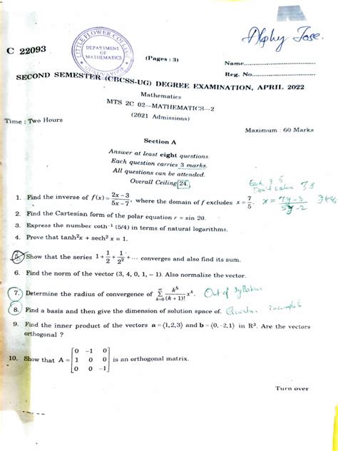 Mathematics 2 2022 Pdf Vector Space Euclidean Vector