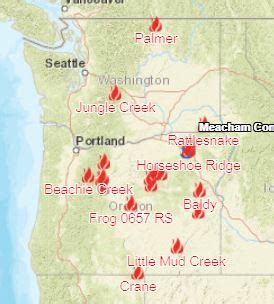 Map Of Active Wildfires In The Oregon And Washington