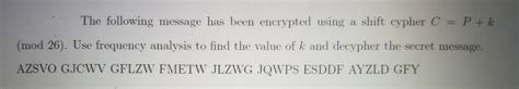 solved the following message has been encrypted using a