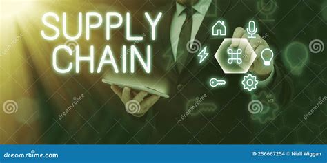 Conceptual Display Supply Chain Business Idea System Of Organization And Processes From