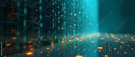 Flowing Stream Of Binary Code In Green And Yellow Hues Representing