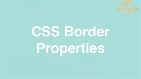6 Css Border Properties Css Tutorial Android Application Development
