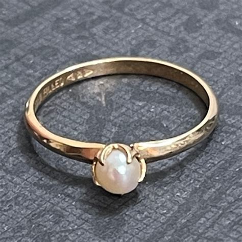 10k Gold Pearl Rings Etsy