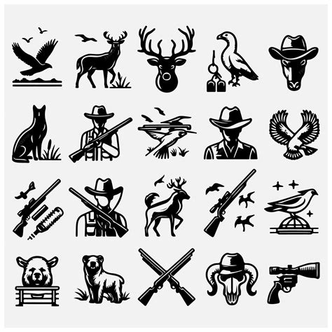 Hunting icon set professional sport and wildlife stock illustration | Premium AI-generated vector