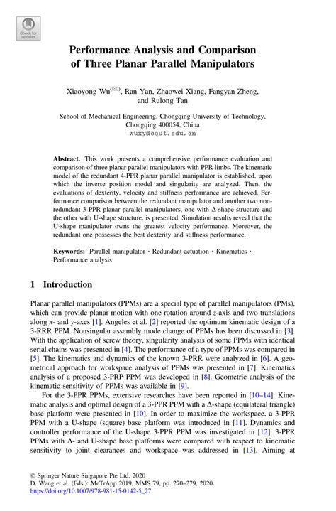 Pdf Performance Analysis And Comparison Of Three Planar Parallel