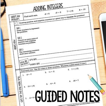 ADDING INTEGERS GUIDED NOTES AND PRACTICE By Math Class Rocks TpT