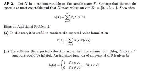 Solved Ap 2 Let X Be A Random Variable On The Sample Space