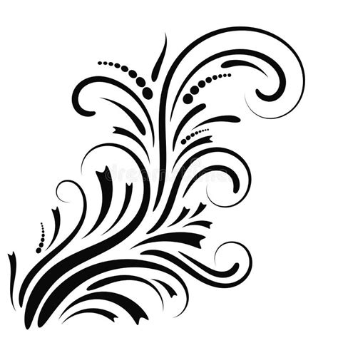 Abstract Black Curly Design Element Set Isolated Stock Vector