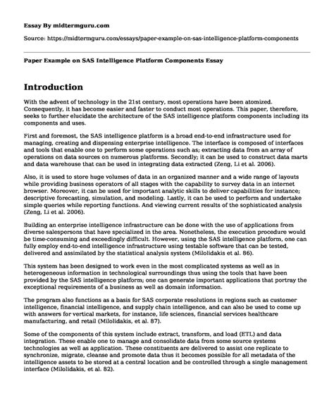 📚 Paper Example On Sas Intelligence Platform Components Free Essay