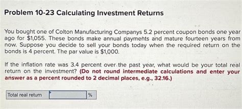 Solved Problem 10 23 Calculating Investment Returns You