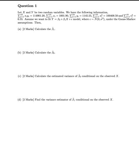 Solved Question Let X And Y Be Two Random Variables We Chegg