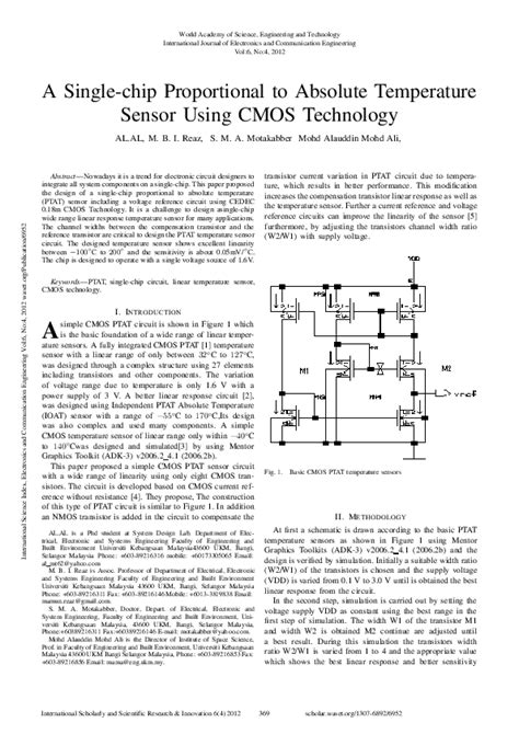 Pdf A Single Chip Proportional To Absolute Temperature Sensor Using Cmos Technology