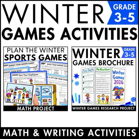 2026 Winter Games Math Activities Project Writing Worksheet 3rd 4th Grade