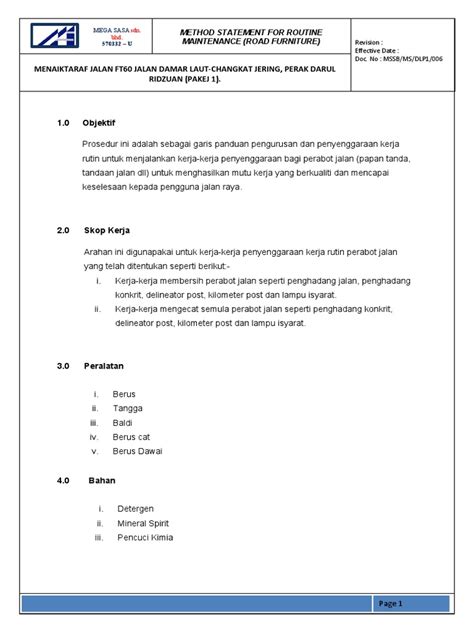 Contoh Method Statement Jkr Pdf