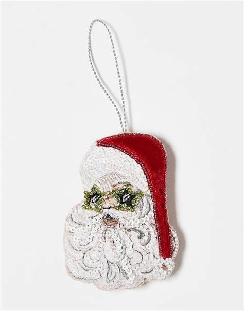 Accessorize Santa In Sequin Glasses Embroidered Christmas Tree