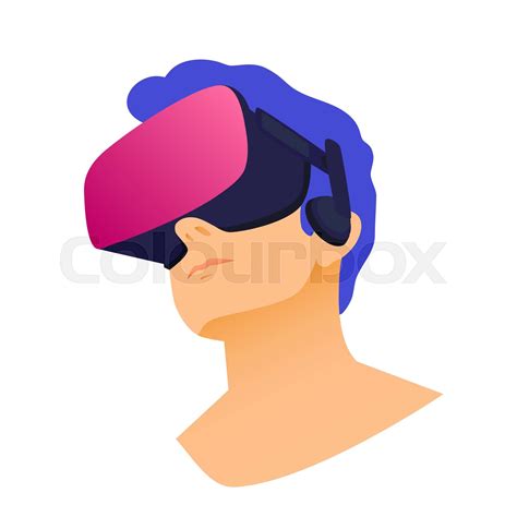 Vector Illustration Of Man Wearing Virtual Reality Headset Abstract Vr