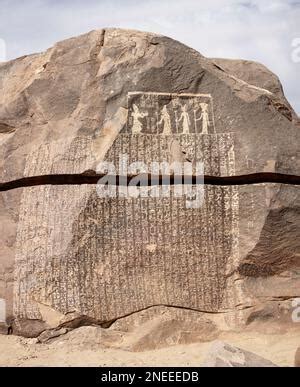 The Famine Stele At Sehel Island Aswan Egypt With Ptolemaic