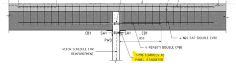 Staggered Ferrules Placement On Precast Panel Tek1