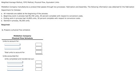 Solved Weighted Average Method Fifo Method Physical Flow