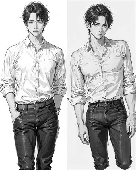 Artstation 374 Various Anime Sketch Male Handsome Men Pose Characters