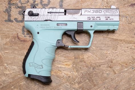 Walther Pk380 380acp Police Trade In Pistol With Aqua Frame And