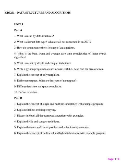 Data Structures and Algorithms - CD3291 - Important Questions | PDF | Theoretical Computer ...