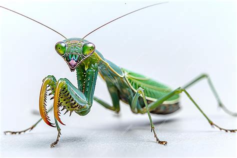 A Green Grasshopper With A Large Head And Legs Premium Ai Generated Image