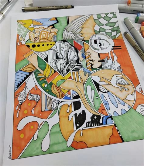 Abstract Artistic Drawing On Paper Graphic Marker Art Ideas Graphic