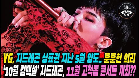 Yg 지드래곤 상표권 지난 5월 양도 훈훈한 의리 ‘10월 컴백설 지드래곤 11월 고척돔 콘서트 개최할까 Gdragon Gd Youtube