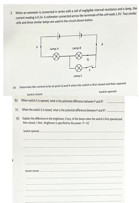 Solved When An Ammeter Is Connected In Series With A Cell Of Chegg Com