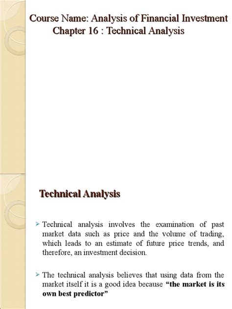 Ch 16 Technical Analysis Pdf Technical Analysis Market Trend