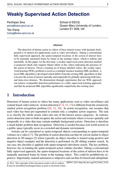 Pdf Weakly Supervised Action Detection