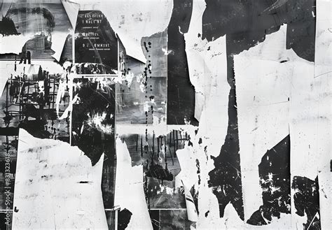 Abstract Black And White Torn Paper Collage With Urban Street Art Stock