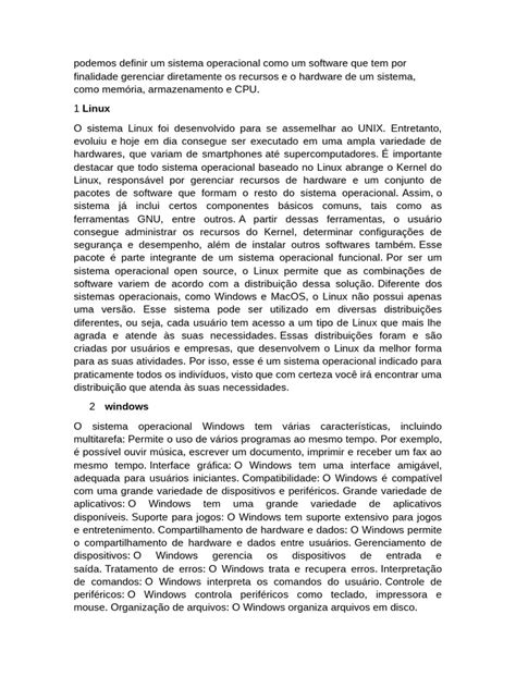 Sistema Operacional Pdf Sistema Operacional Linux