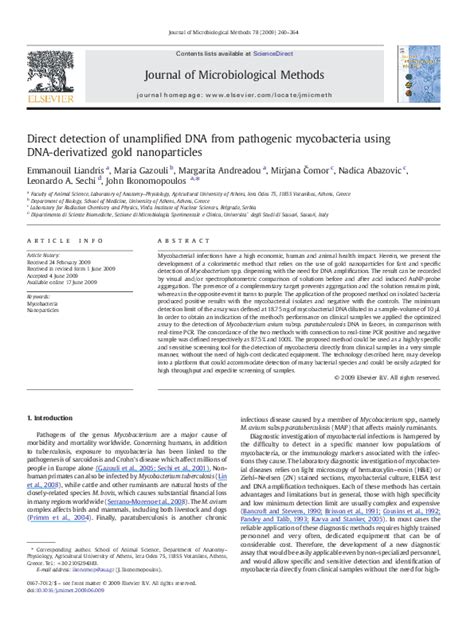 Pdf Direct Detection Of Unamplified Dna From Pathogenic Mycobacteria