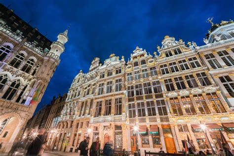 Night View Of The Famous Grand Place Editorial Image Image Of Capital