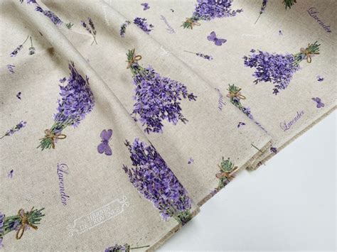 Lavender Lilac Butterfly Linen Look Print Fabric Floral Curtains Home