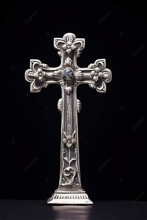 金屬底座上的銀色十字架背景圖桌布手機桌布圖片免費下載 Pngtree