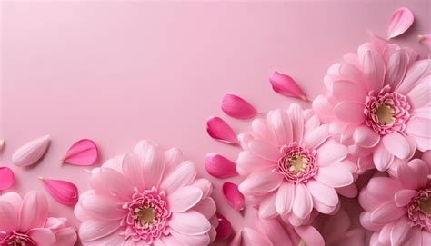 Background Of Pink Flowe Of Pink Flowers With Empty Space For Text Or