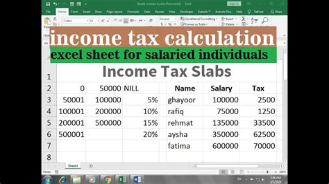 income tax computation excel sheet